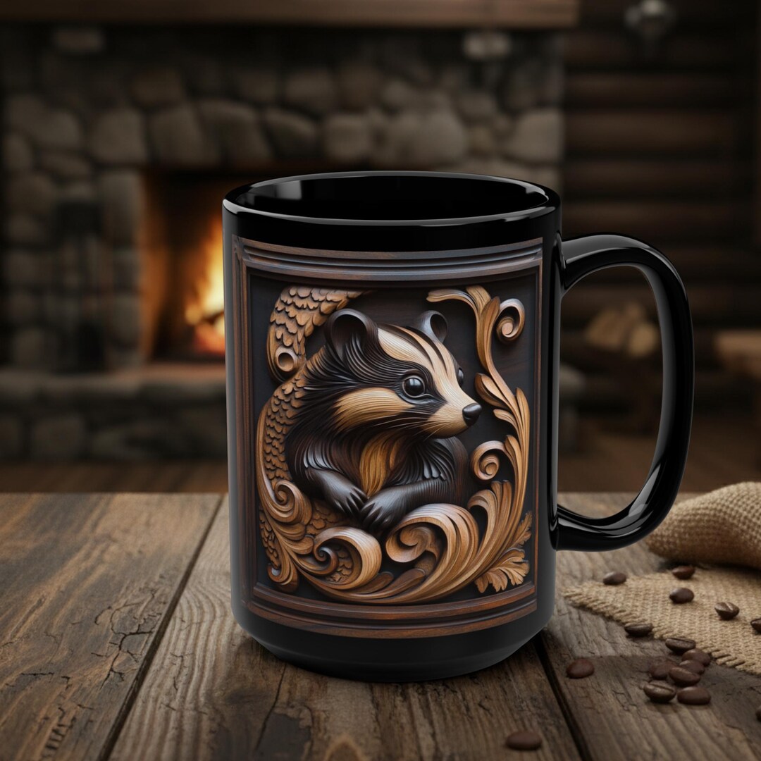 Skunk Coffee Cup, Rustic Wood Effect Skunk Lover Mug, Cottagecore Gift ...