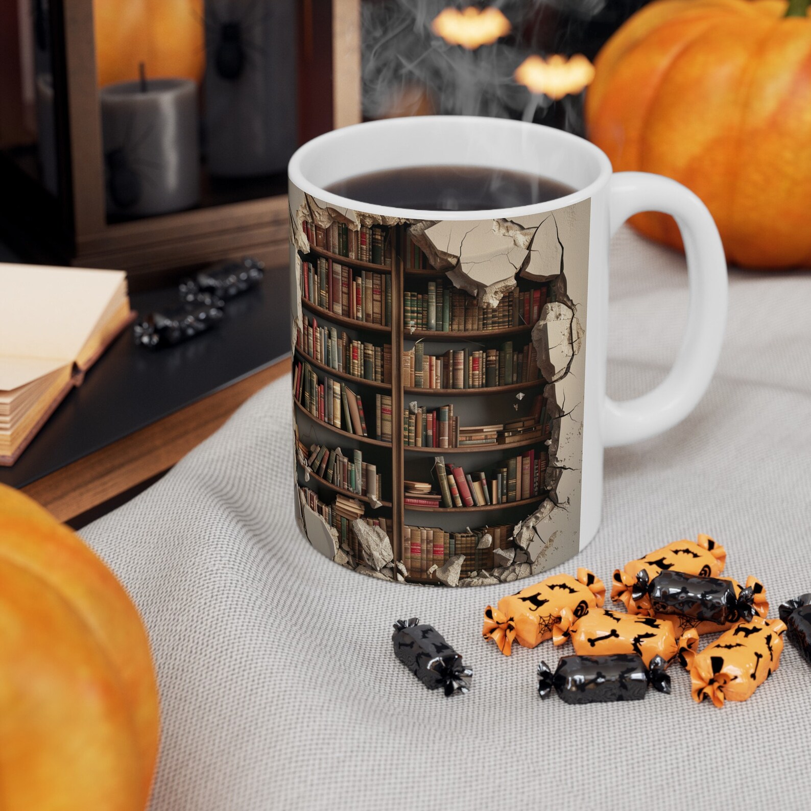 Book Mug, Library Bookshelf Mug, Book Lover Mug, Reader Mug, Reading ...