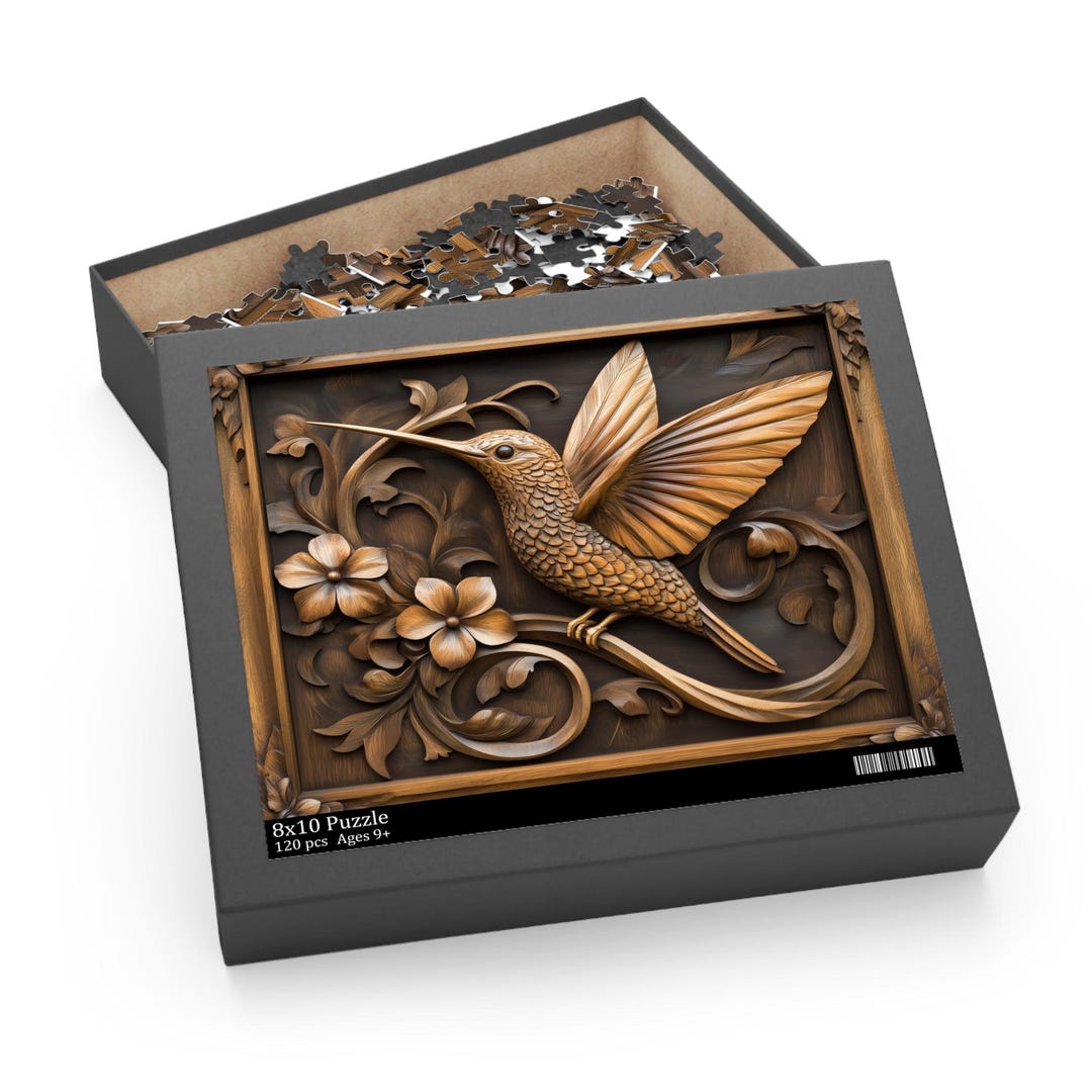 Hummingbird Puzzle Wood Carved Print Effect Hummingbird Jigsaw Puzzle ...