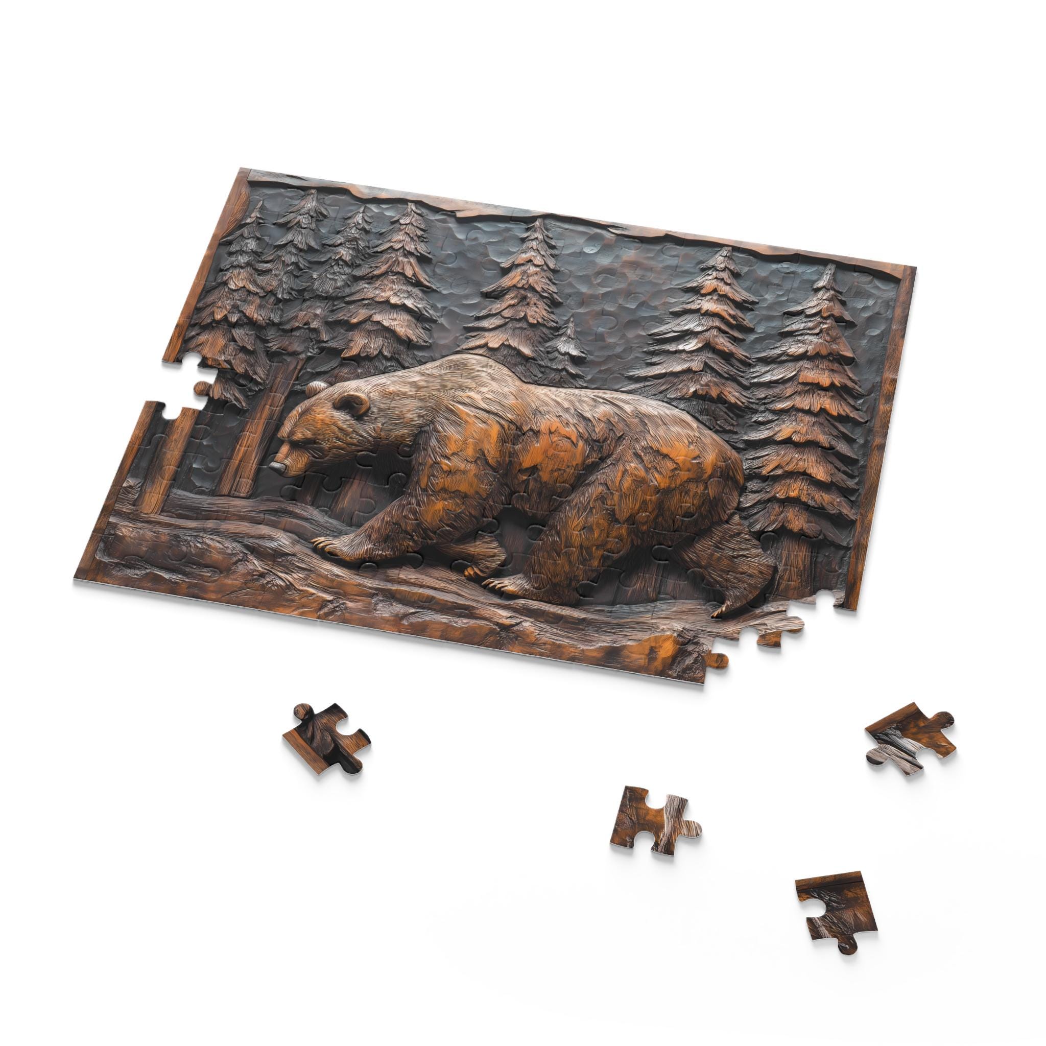 Grizzly Bear Puzzle, Wood Carved Print Effect Bear Jigsaw Puzzle Gift ...