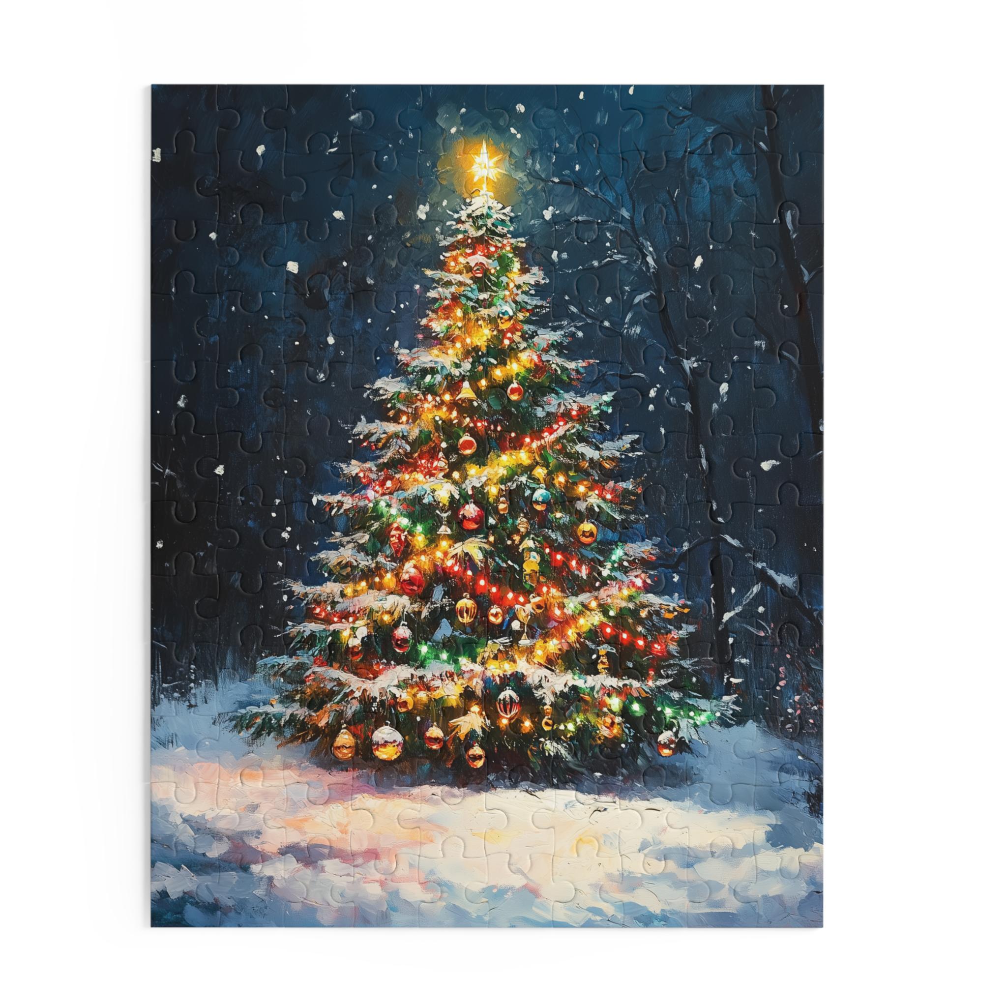 Christmas Tree Puzzle, Cozy Christmas Tree Farm Oil Painting Jigsaw ...