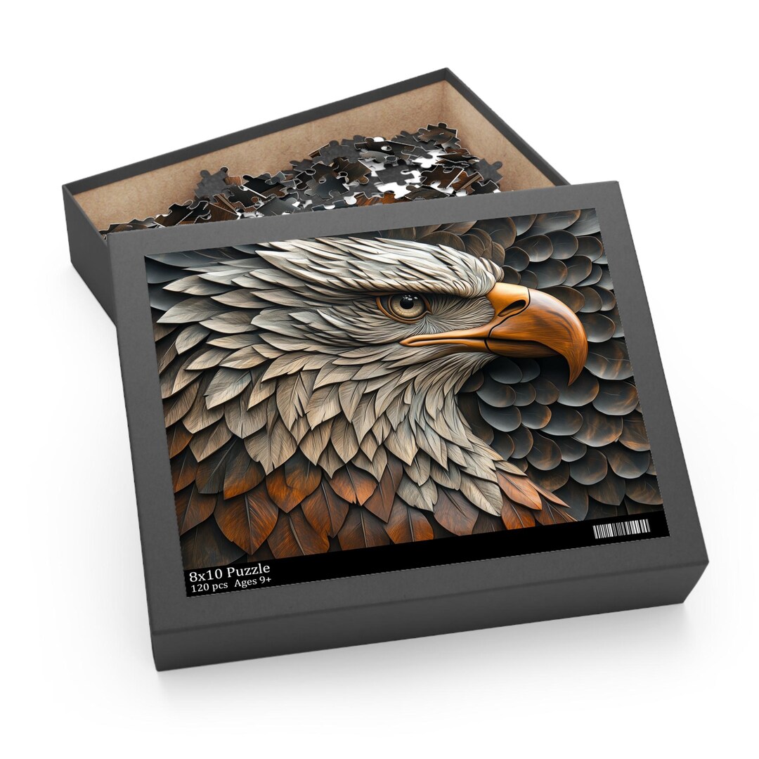 Eagle Puzzle Eagle Jigsaw Wood Carved Print Effect Eagle Jigsaw Puzzle ...