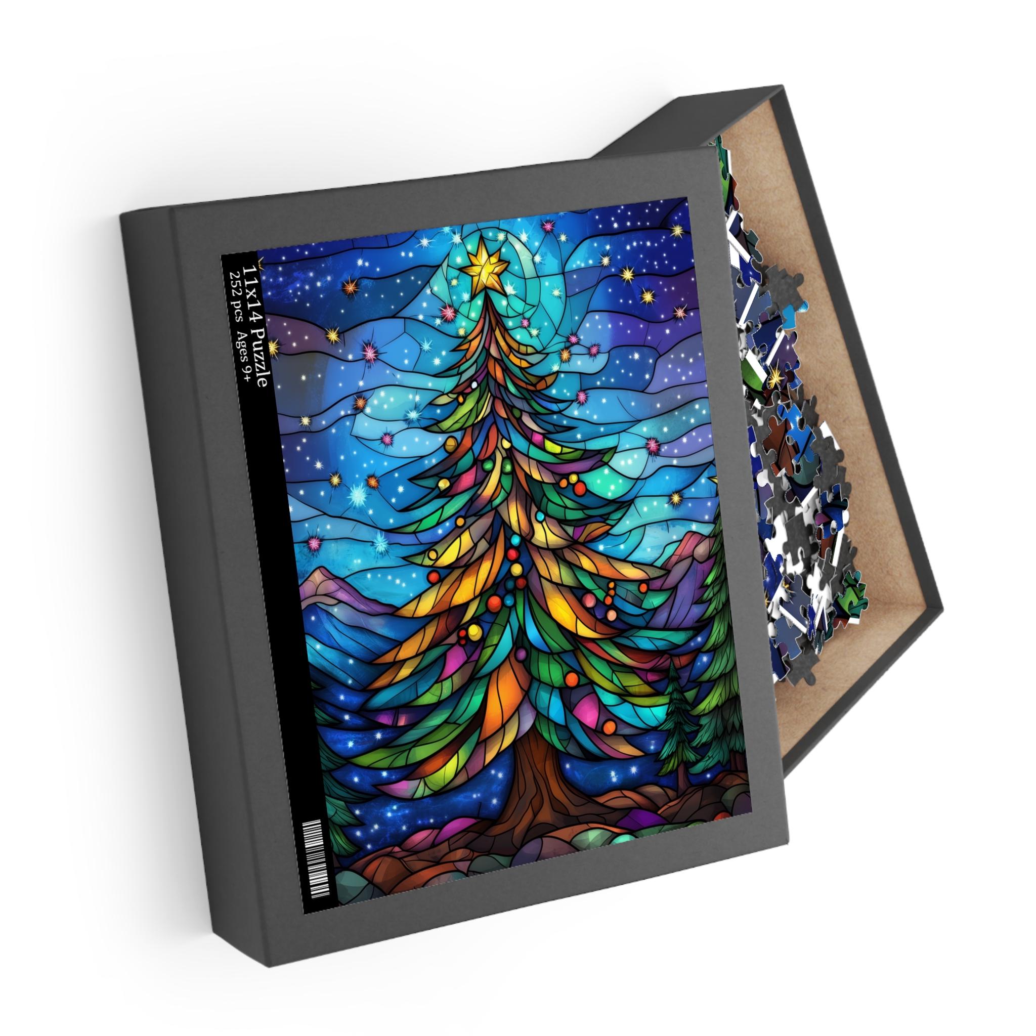 Stained Glass Christmas Tree Puzzle, Beautiful Christmas Tree Puzzle ...