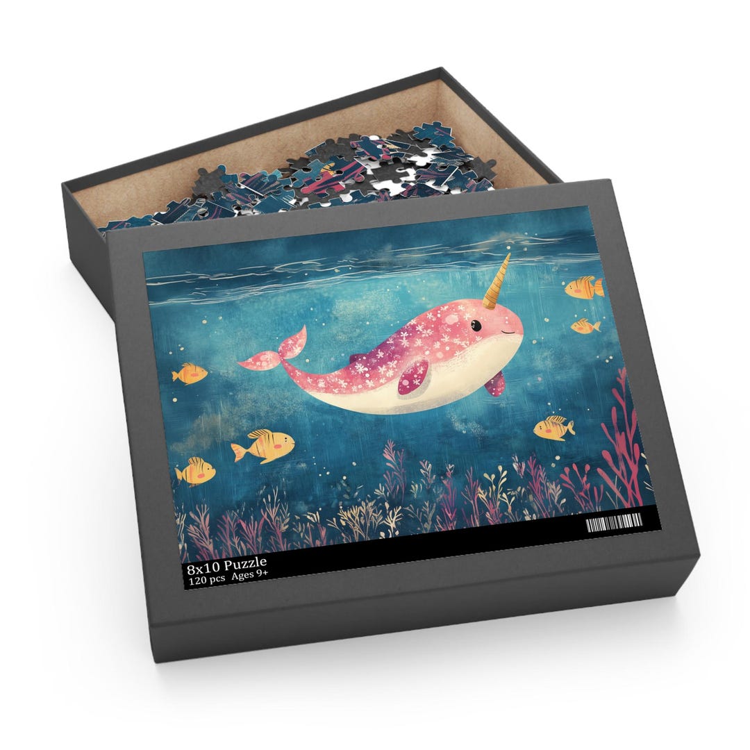 Narwhal Puzzle, Cute Animated Cartoon Narwhal Jigsaw Puzzle for Kids ...