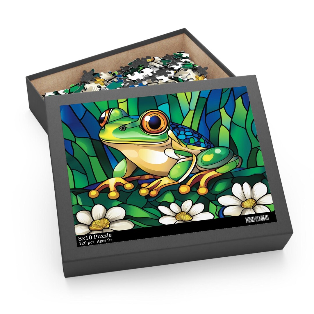 Stained Glass Frog Puzzle, Colorful Puzzle Gift for Frog Lover, Frog ...