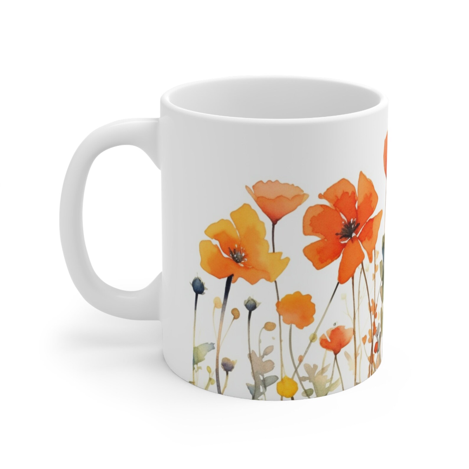 Watercolor Flowers Mug, Wildflower Coffee Mug, Floral Tea Cup, Garden ...