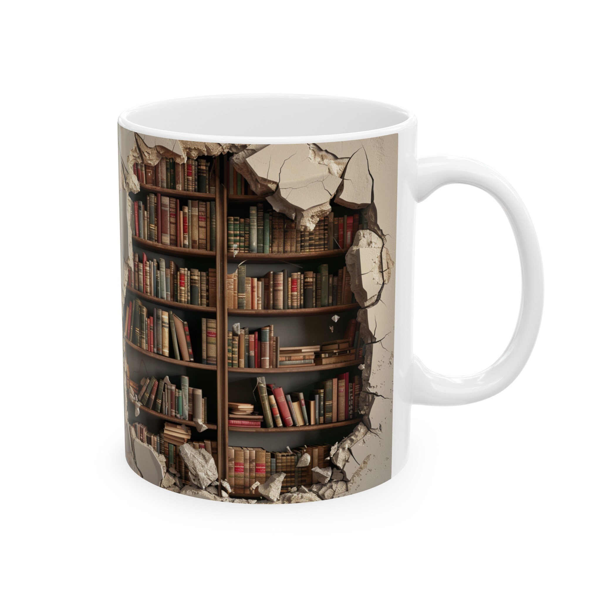 Book Mug, Library Bookshelf Mug, Book Lover Mug, Reader Mug, Reading ...