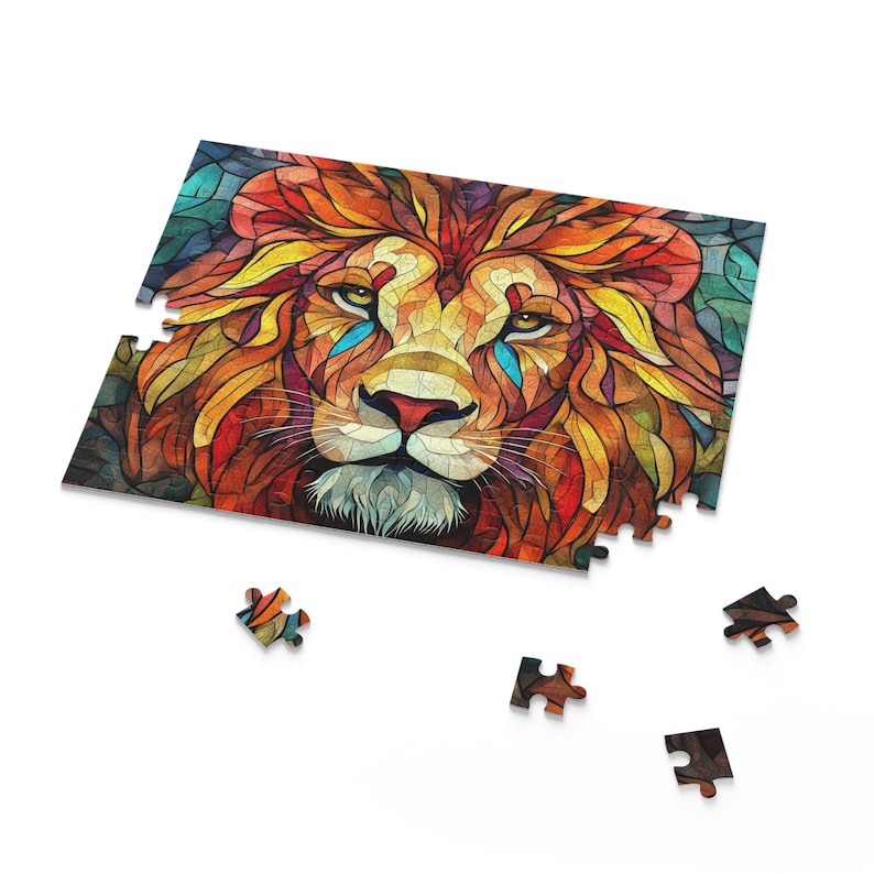 Stained Glass Lion Puzzle, Beautiful Puzzle Gift for Lion Lover, Lion ...