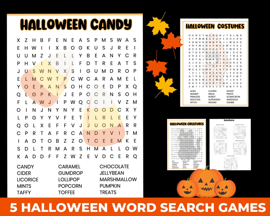 Halloween Word Search Printable | Large Print Word Search Puzzle - Etsy