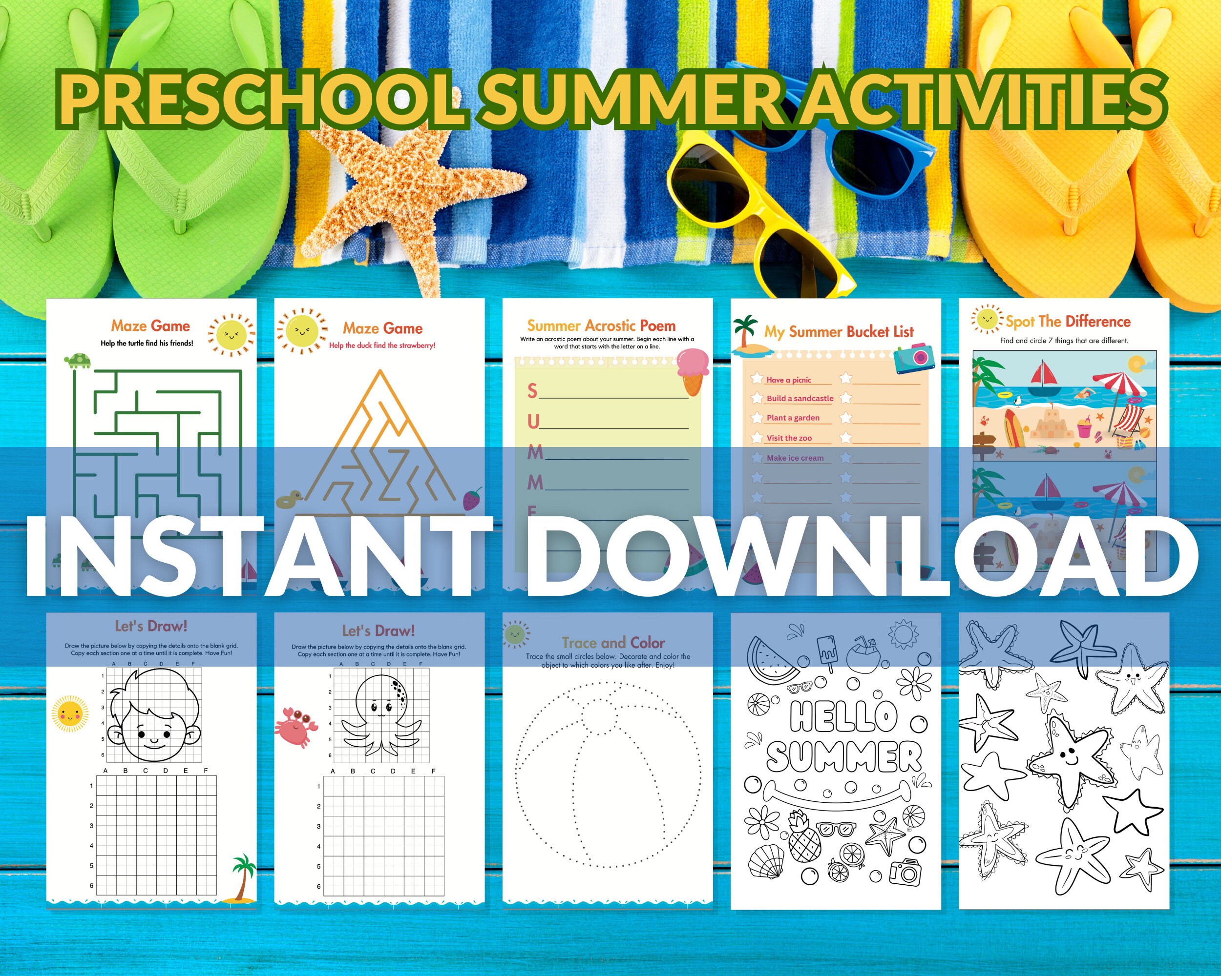 Preschool Summer Activity Printable, Summer Games, Printable Worksheets ...