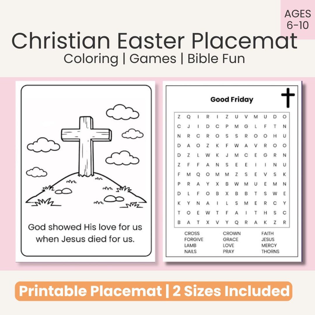 Christian Easter Placemat for Kids, Resurrection Activity Printable ...