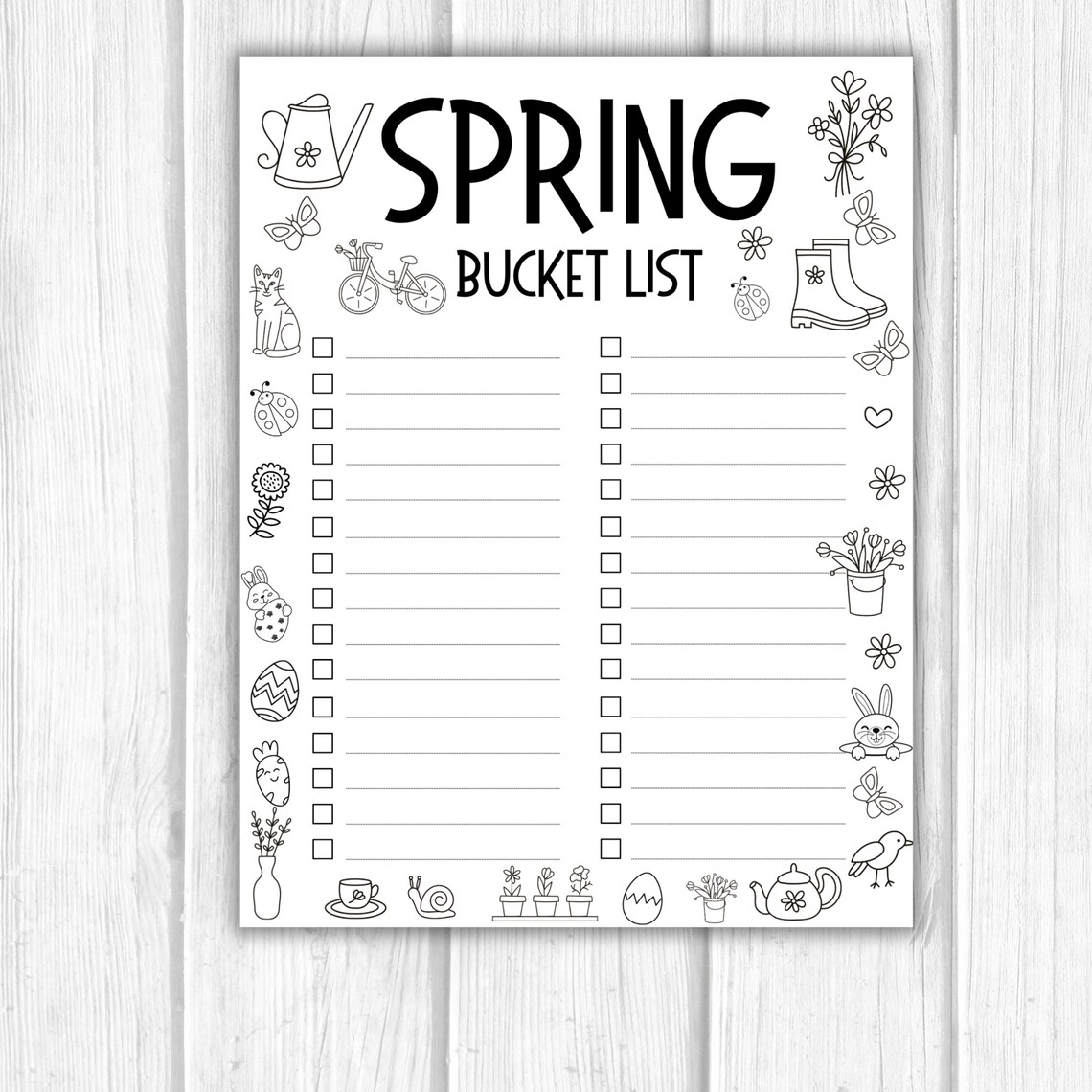 Spring Bucket List Printable, to Do List, Kids Activities, Spring ...