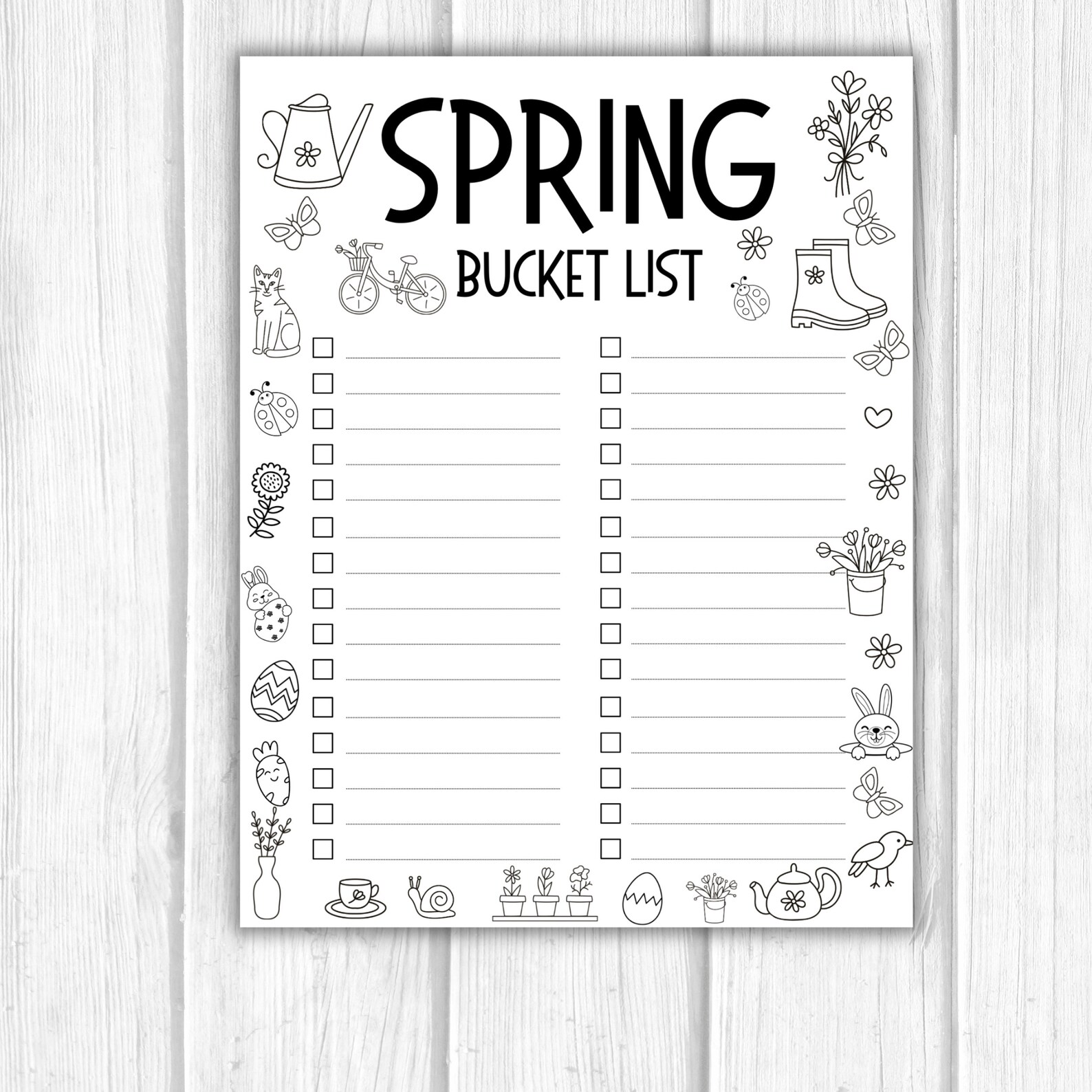 Spring Bucket List Printable, to Do List, Kids Activities, Spring ...