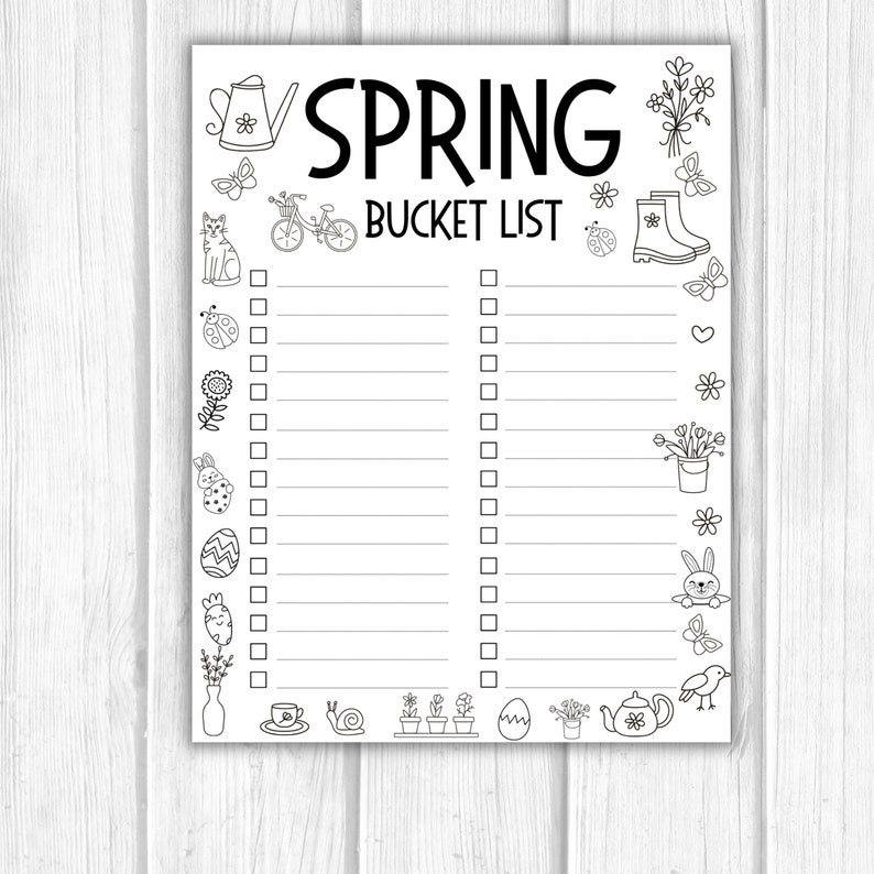 Spring Bucket List Printable, to Do List, Kids Activities, Spring ...