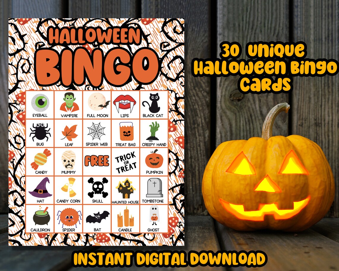 Printable Halloween Bingo Game — 30 Spooky Boards (instant PDF Download ...