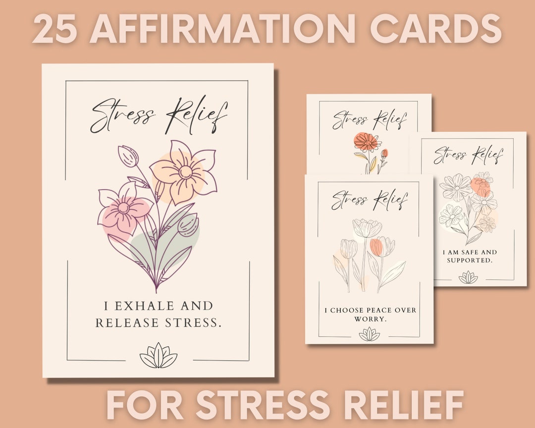 Self Care Affirmation Cards 25 Printable Stress Relief Cards ...