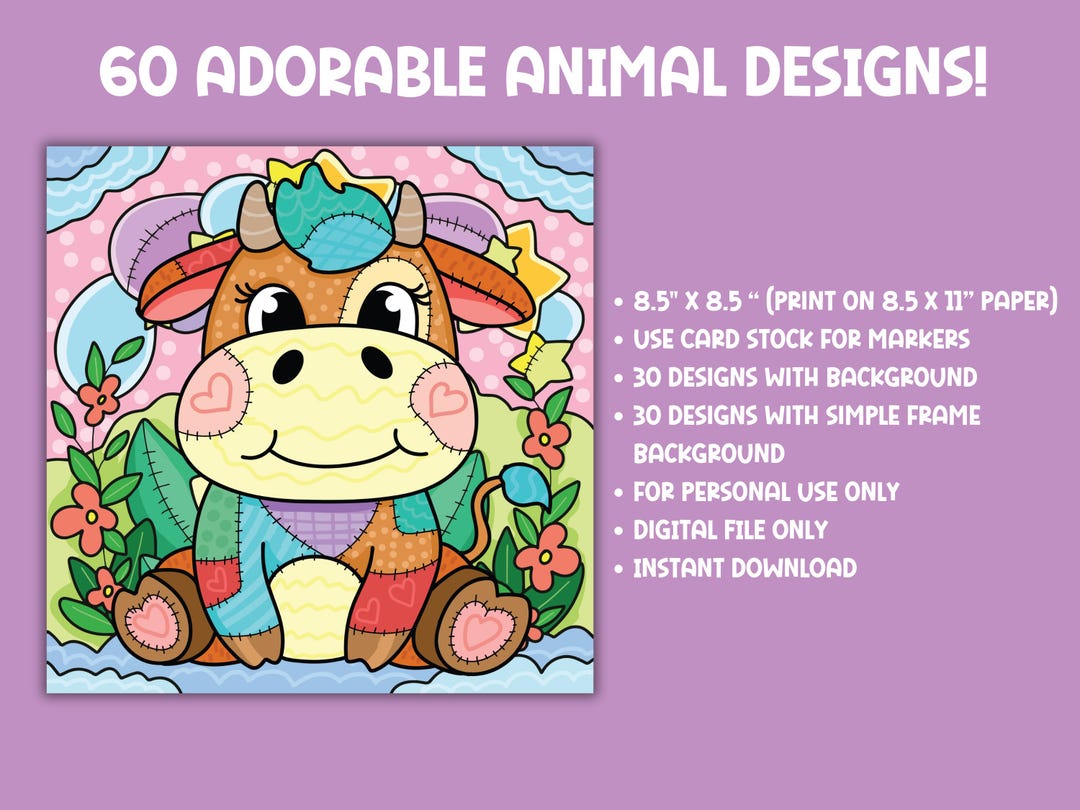 Cute Animal Coloring Sheets, Bold and Easy Animal Coloring Pages, Cozy ...