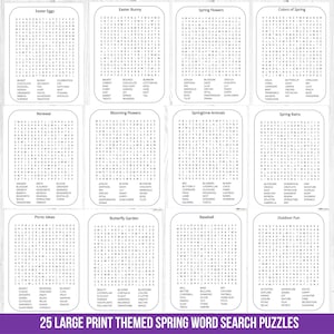 Spring Word Search Printable for Adults | Adult Easter Games | Large ...