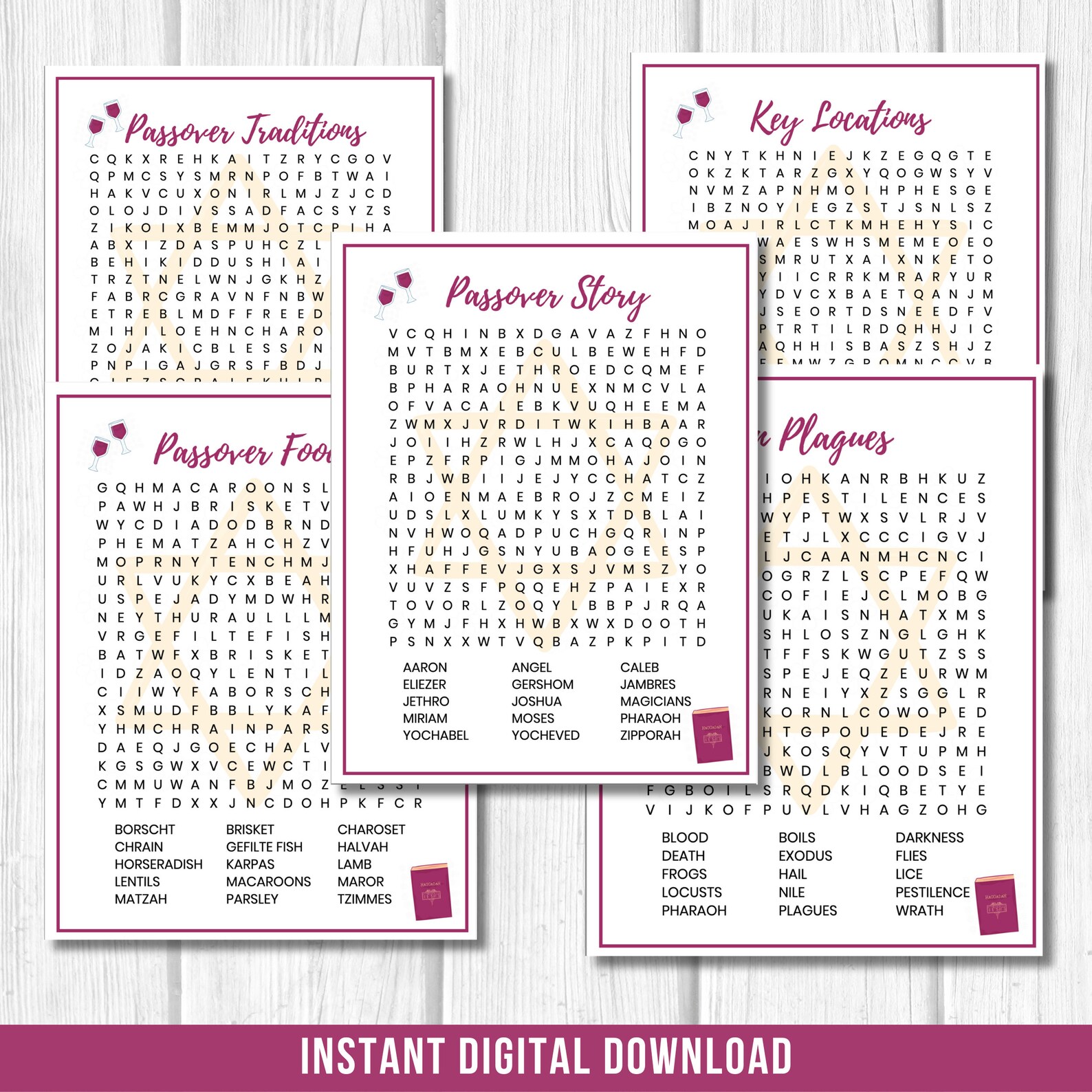 Passover Word Search | Jewish Printable | Large Print Word Search ...