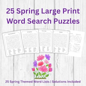 Spring Word Search Printable for Adults | Adult Easter Games | Large ...