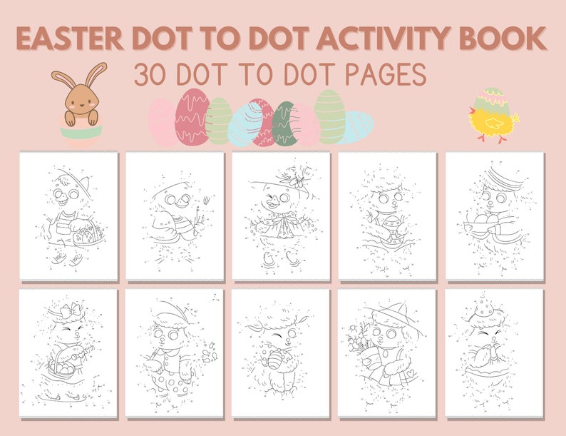 Easter Dot to Dot Activity Book, Spring Worksheets for Prek, Printable ...