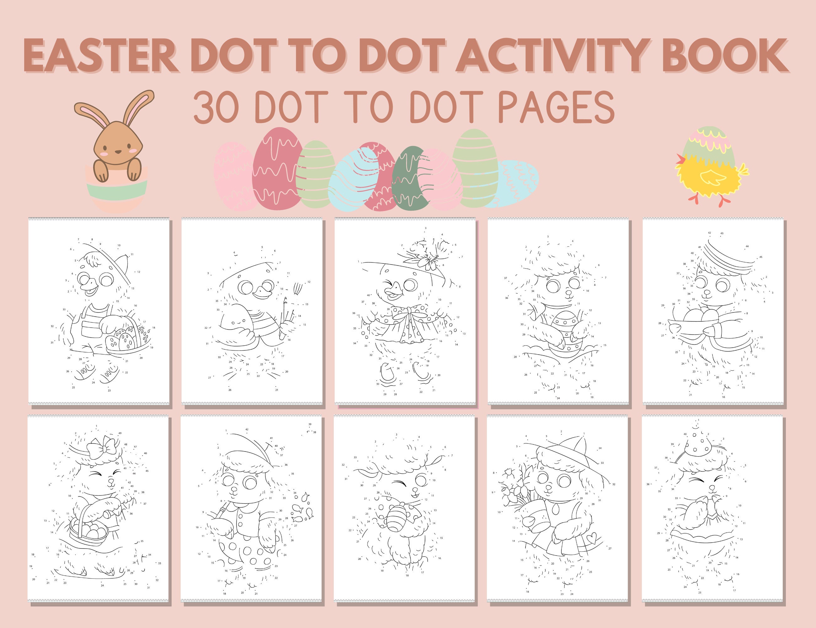 Easter Dot to Dot Activity Book, Spring Worksheets for Prek, Printable ...
