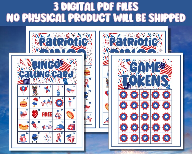 30 Patriotic Bingo Cards | Printable 4th of July Game | Independence ...