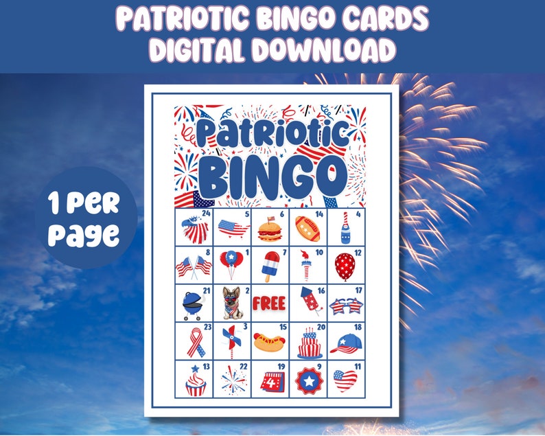 30 Patriotic Bingo Cards | Printable 4th of July Game | Independence ...