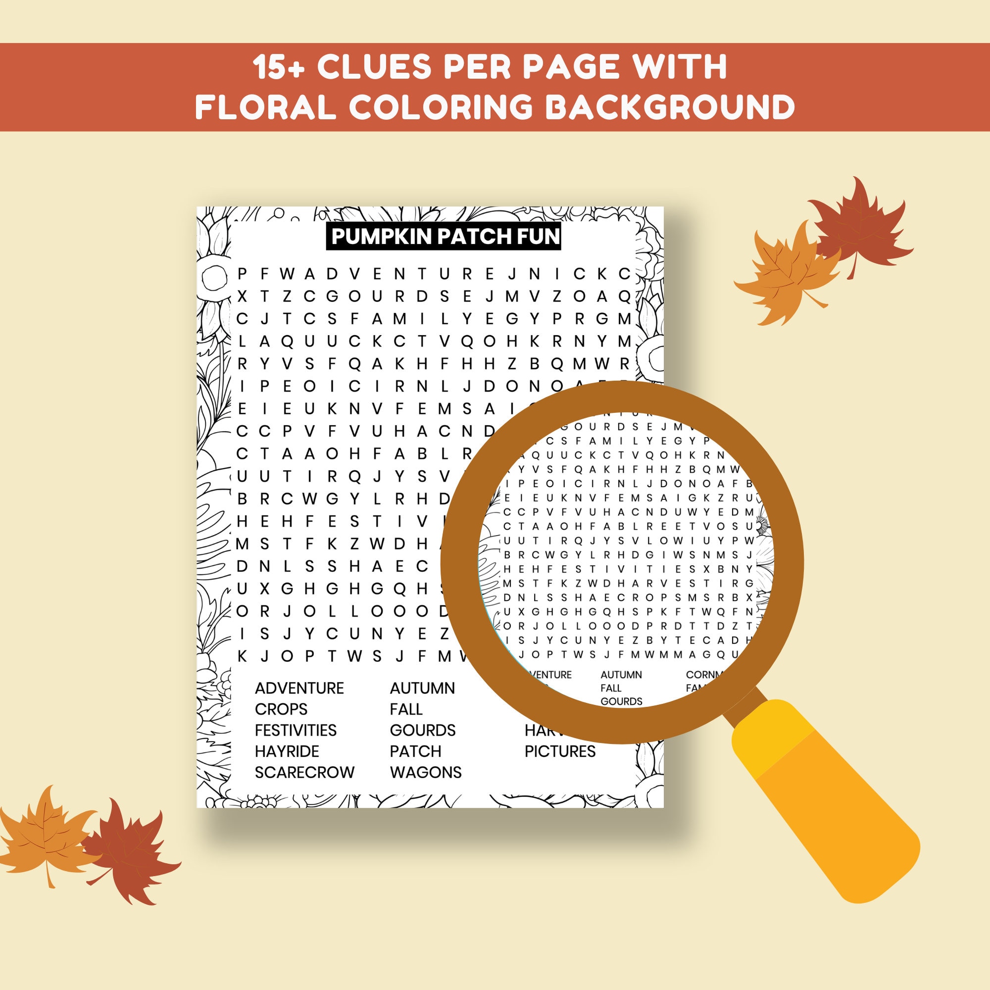 Fall Word Search Puzzle: Large Print Autumn Activity Book (PDF Download ...