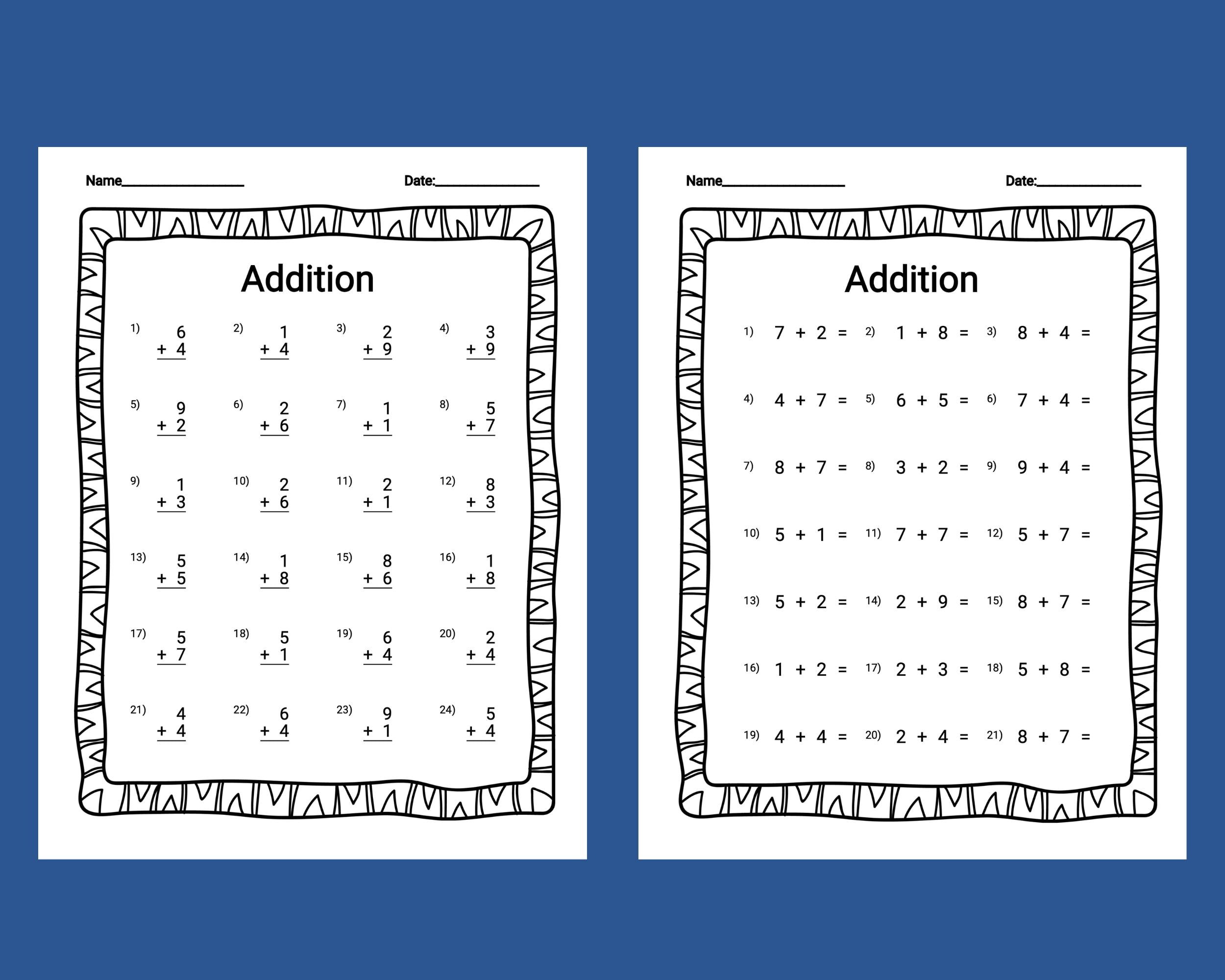 1st & 2nd Grade Math Worksheets – Addition and Subtraction Practice ...