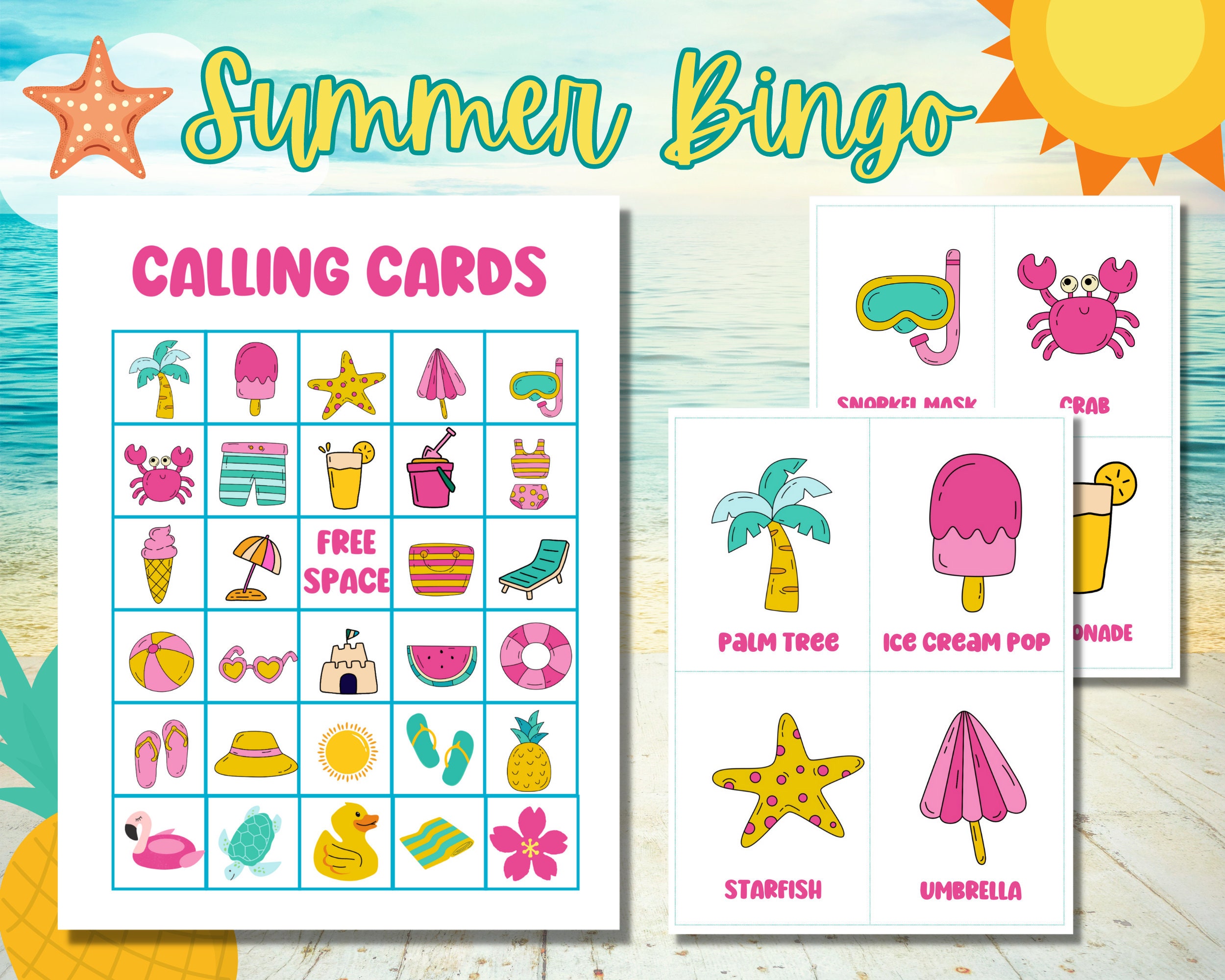 Printable Summer Bingo | Summer Party Game | Large Group Bingo | Travel ...