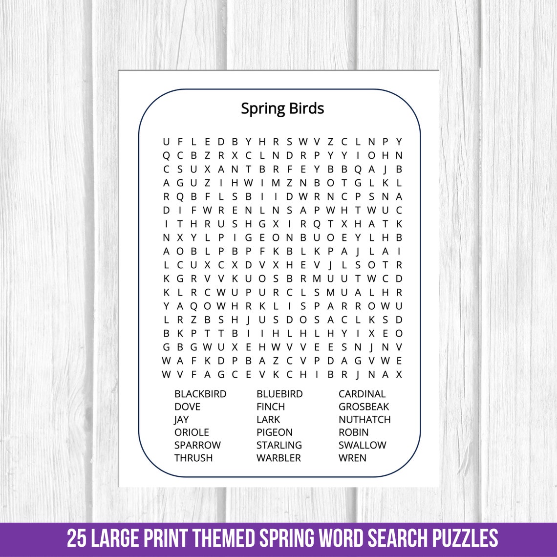Spring Word Search Printable for Adults | Adult Easter Games | Large ...