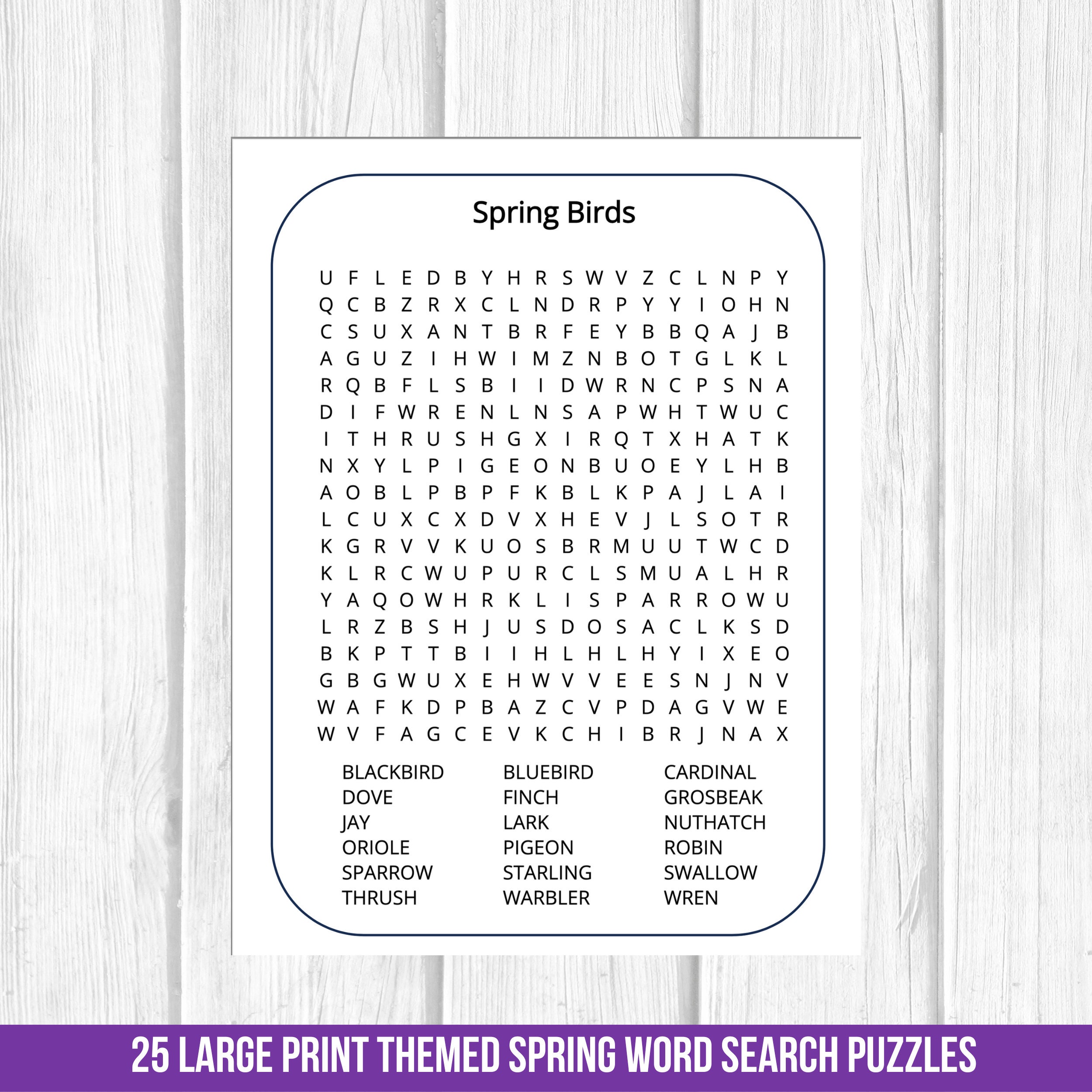 Spring Word Search Printable for Adults | Adult Easter Games | Large ...