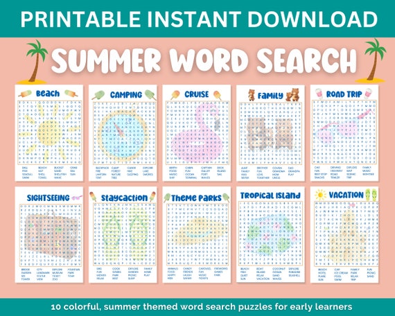 Printable Summer Word Search Puzzles Free Printable Summer Word Search