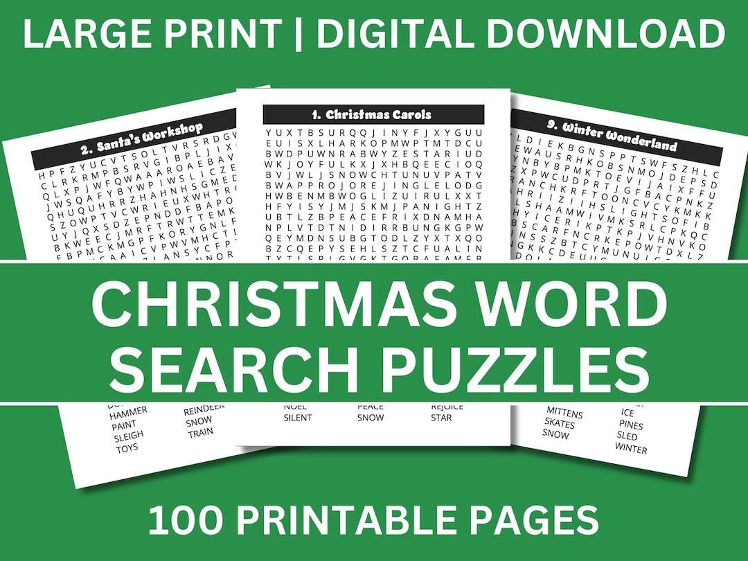 100 Page Christmas Word Search Puzzle Book | Large Print Holiday Fun ...