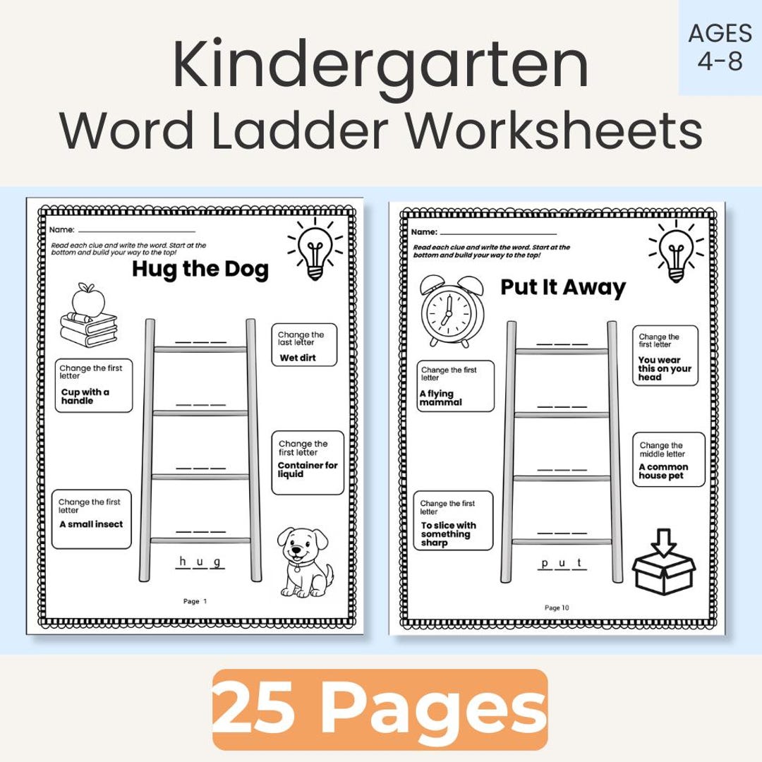 CVC Word Ladder Worksheets, Kindergarten Phonics Activity, Learn to ...