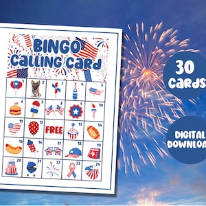 30 Patriotic Bingo Cards | Printable 4th of July Game | Independence ...