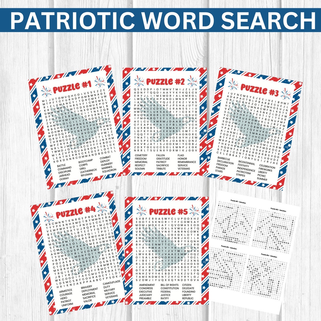 Fourth of July Word Search Puzzle, Patriotic Printables, Memorial Day ...