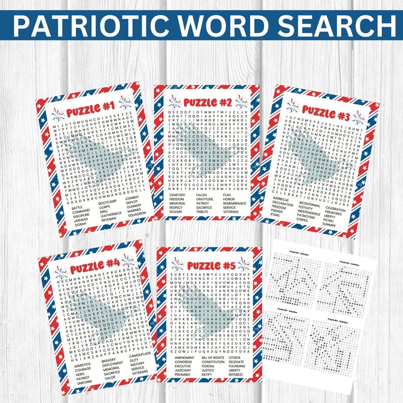 Fourth of July Word Search Puzzle, Patriotic Printables, Memorial Day ...