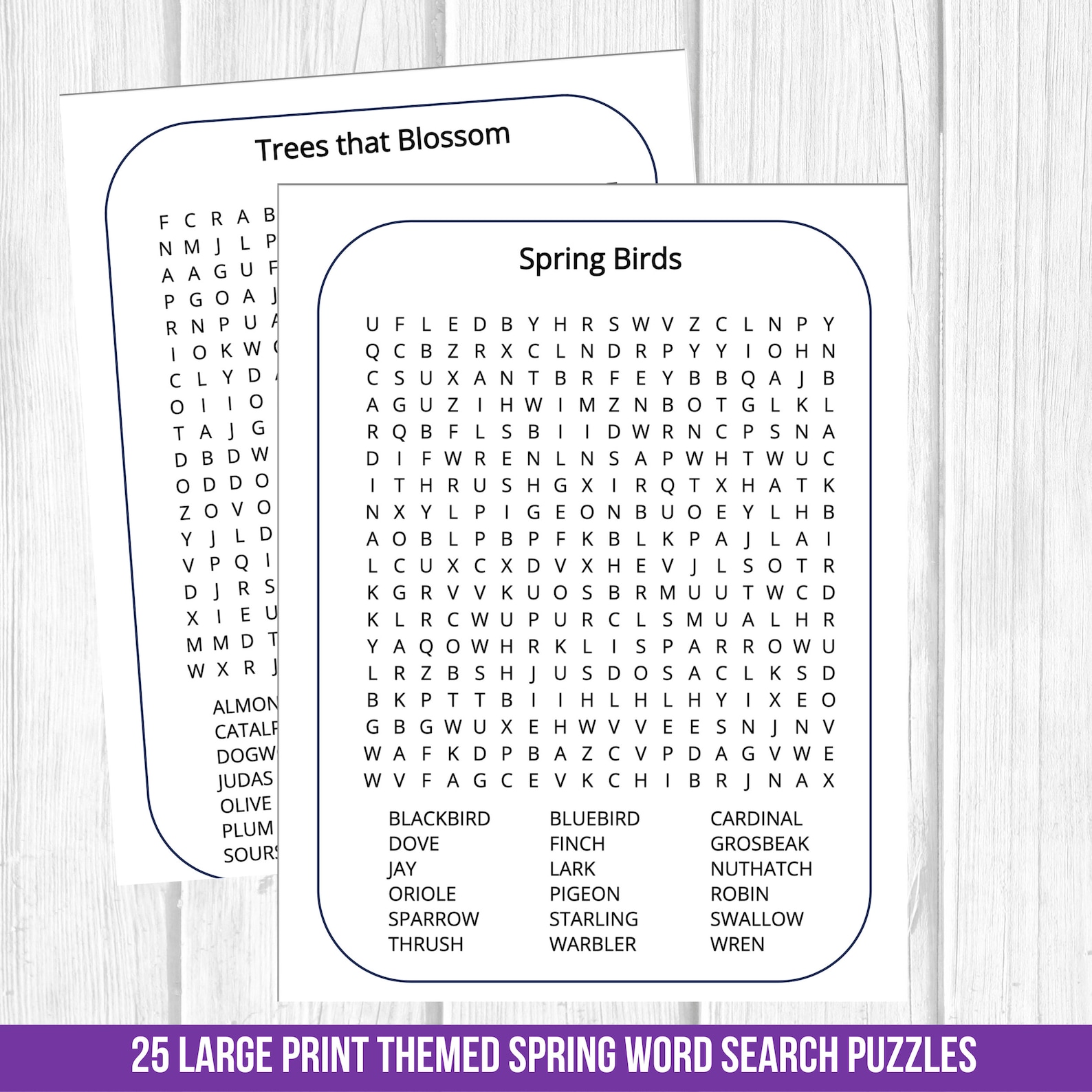 Spring Word Search Printable for Adults | Adult Easter Games | Large ...