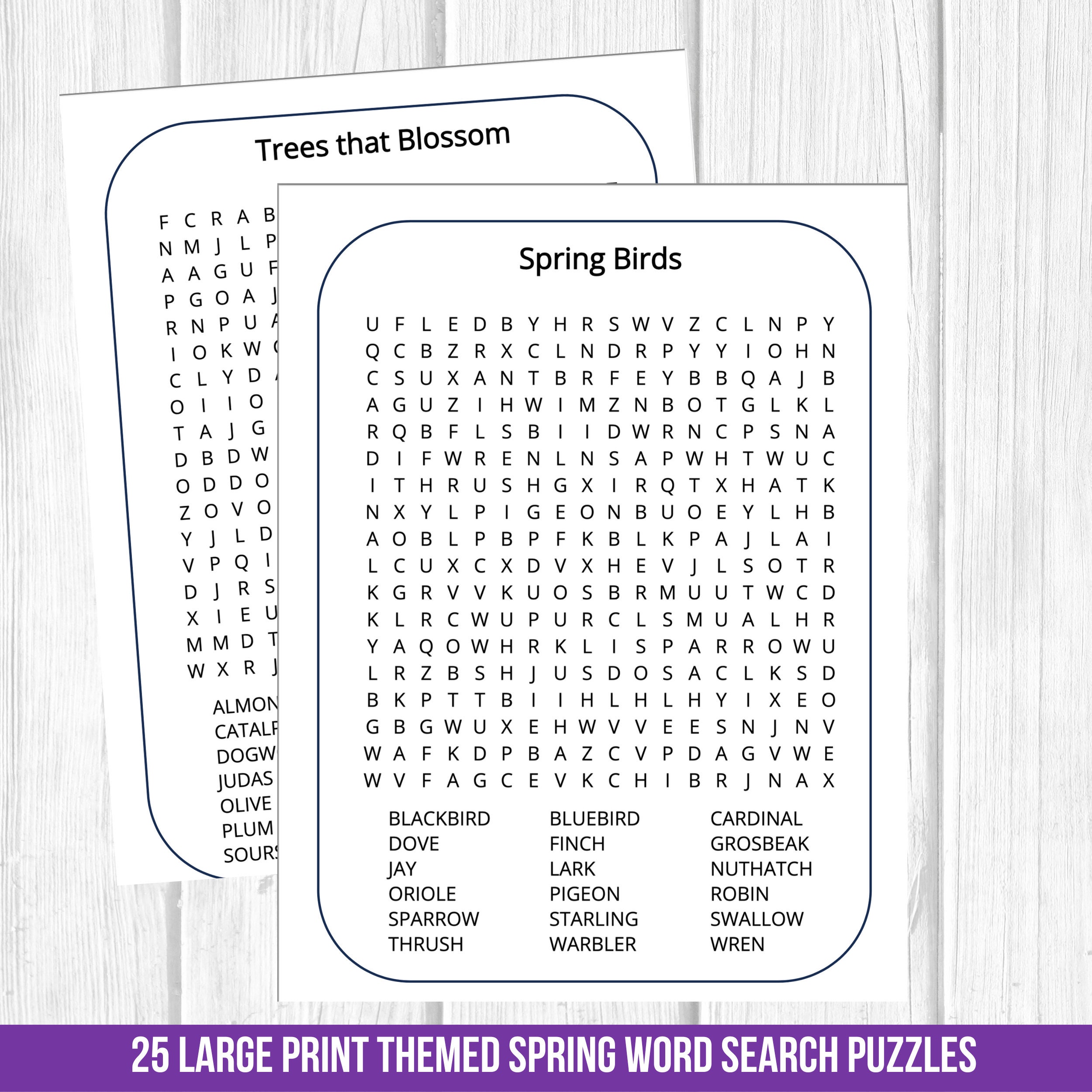 Spring Word Search Printable for Adults | Adult Easter Games | Large ...