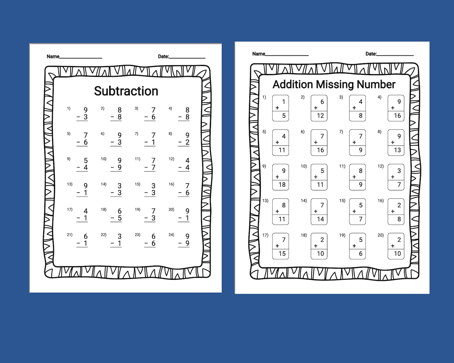 Math Worksheets: Addition & Subtraction, 1st-2nd Grade (PDF) - Etsy