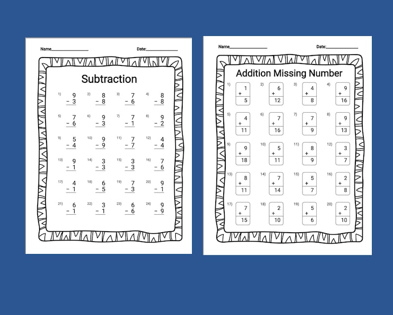 Math Worksheets: Addition & Subtraction, 1st-2nd Grade (PDF) - Etsy
