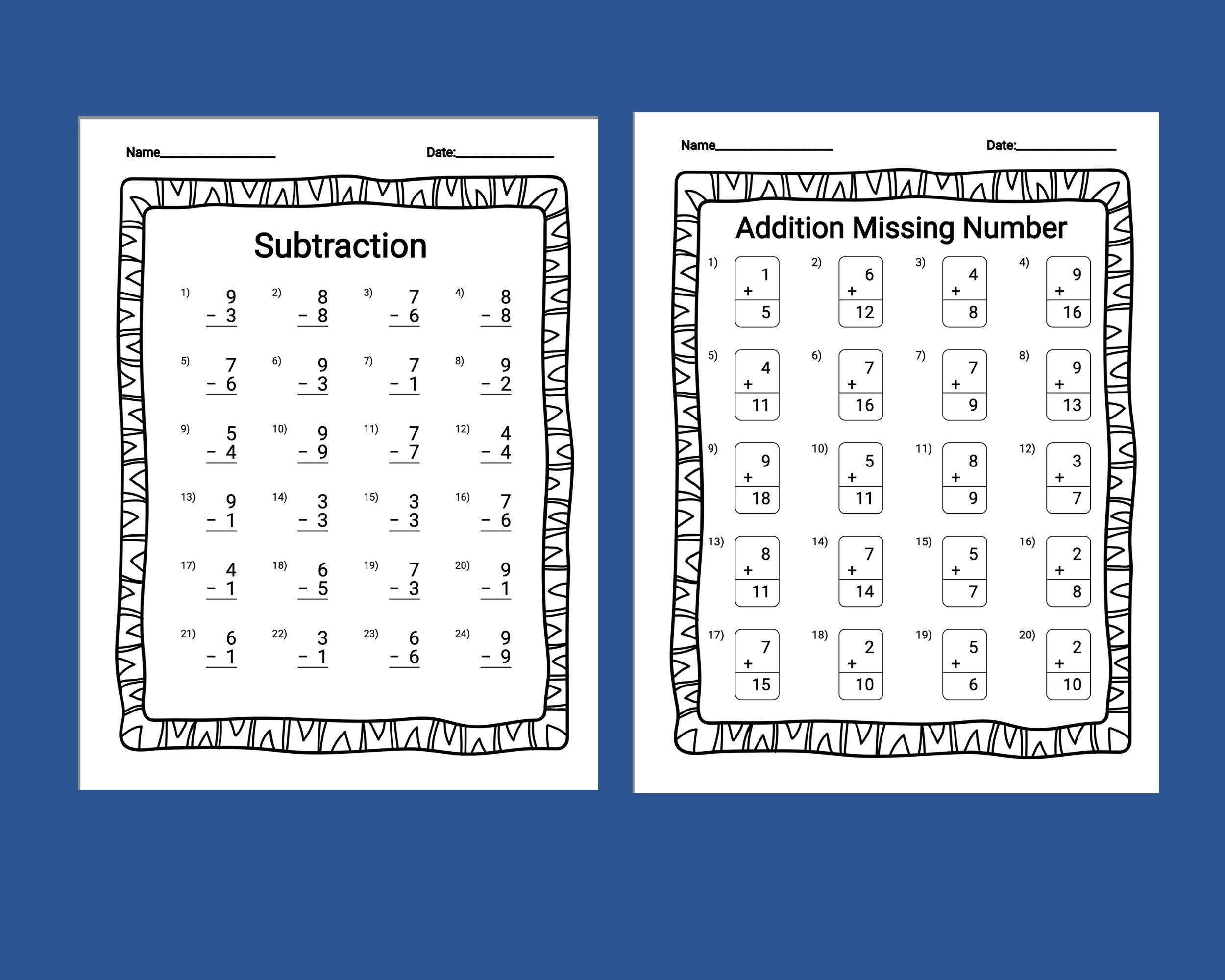 1st & 2nd Grade Math Worksheets – Addition and Subtraction Practice ...