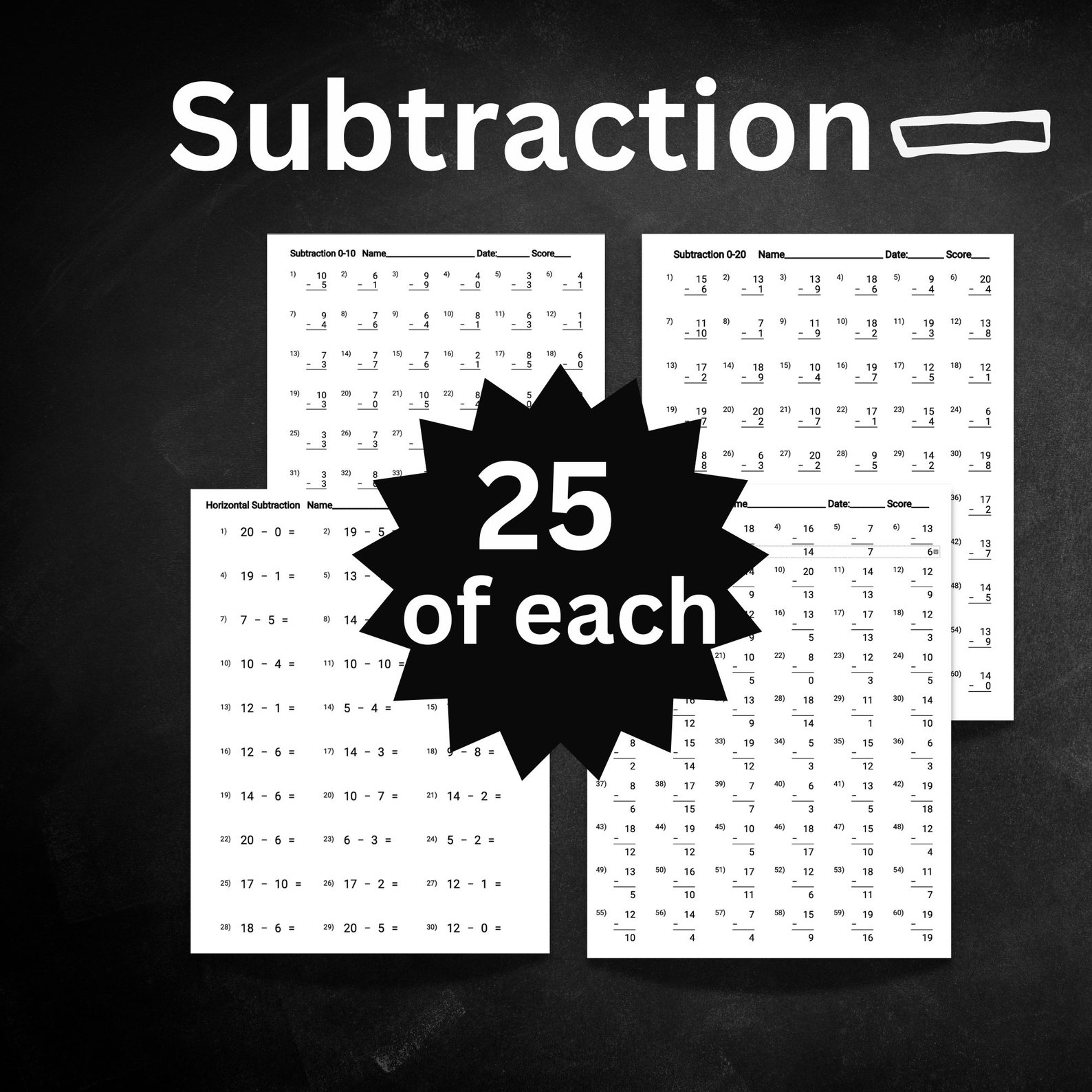 First Grade Math Workbook: Addition & Subtraction Drills (PDF) - Etsy