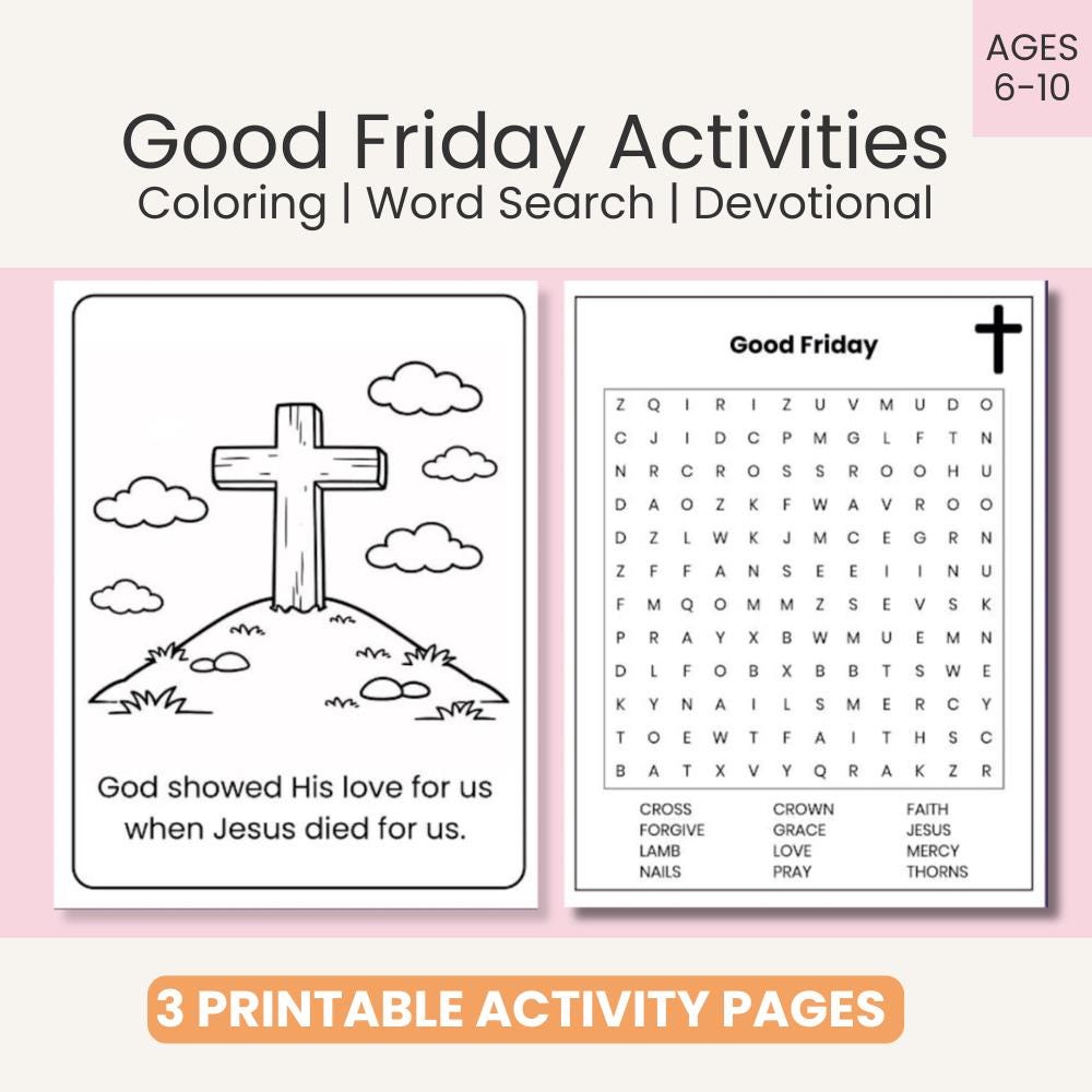 Good Friday Activity for Kids Ages 6-10, Christian Holy Week Coloring ...