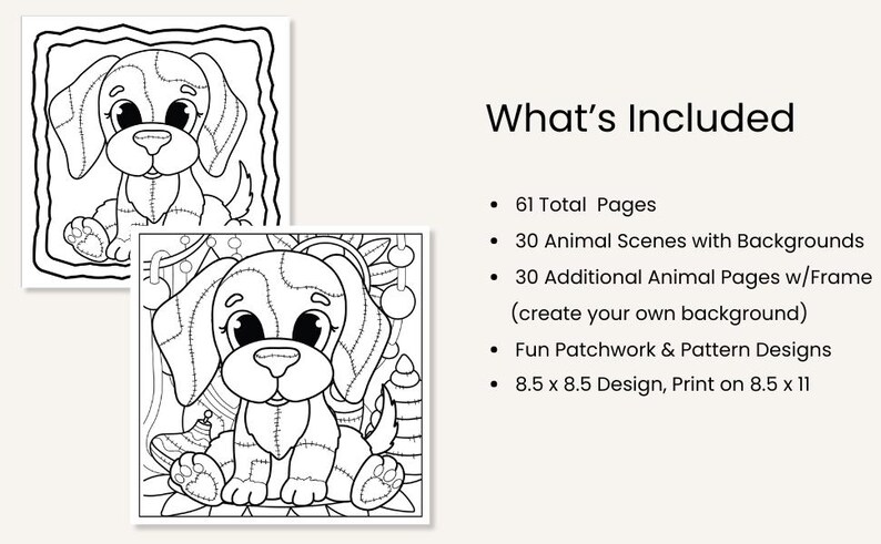 Patchwork Animal Coloring Pages for Kids | Pattern Animal Coloring Book ...