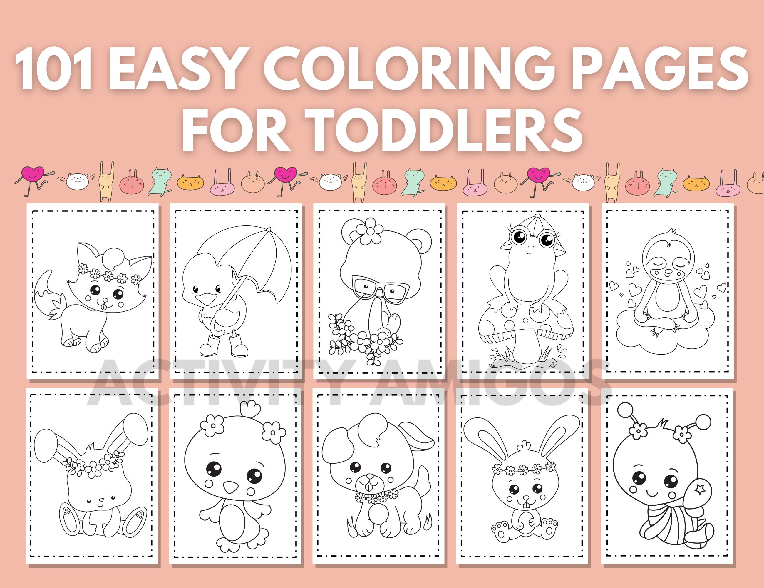 Animal Coloring Pages for Kids: 101 Printable Activity Sheets (PDF ...