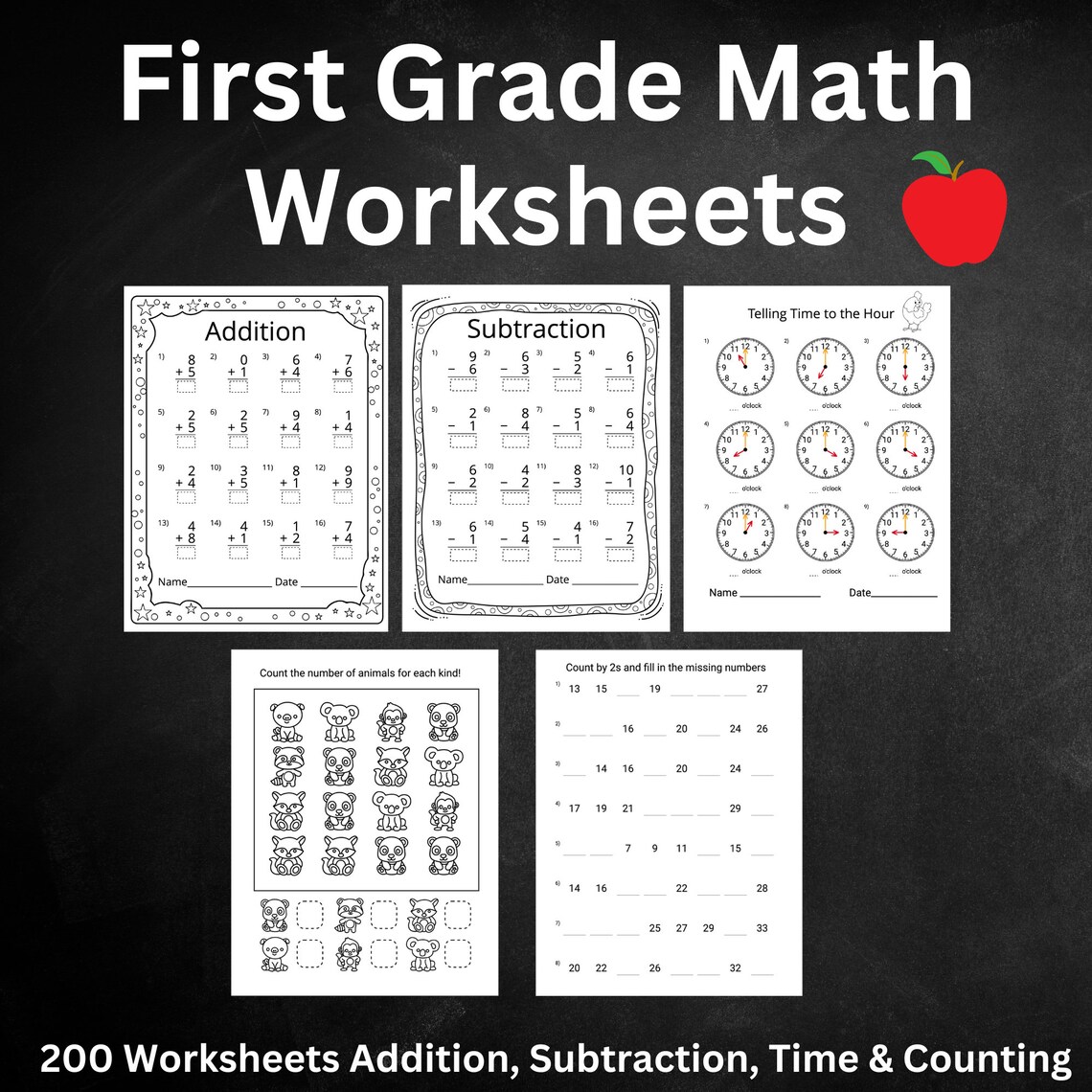Math Worksheets for 1st Graders, Addition and Subtraction Worksheet ...