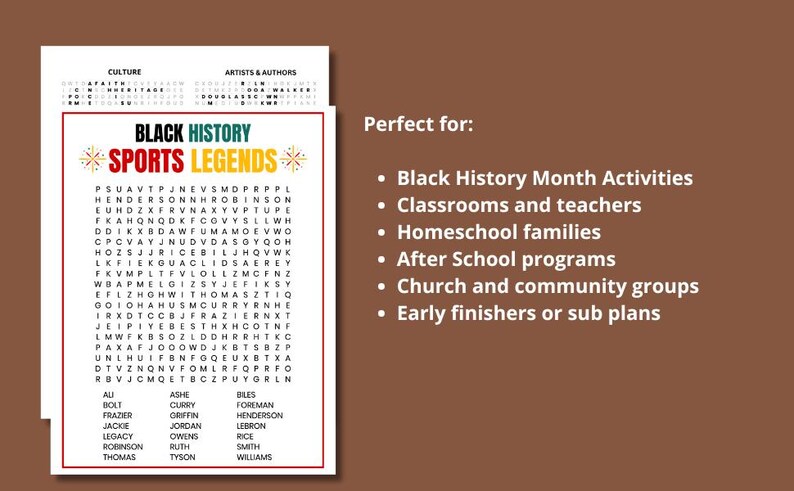 Black History Month Word Search | 10 Printable Puzzles (PDF Download ...